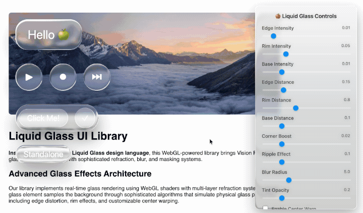 Liquid Glass JS - Apple-Inspired Glass Effects Library